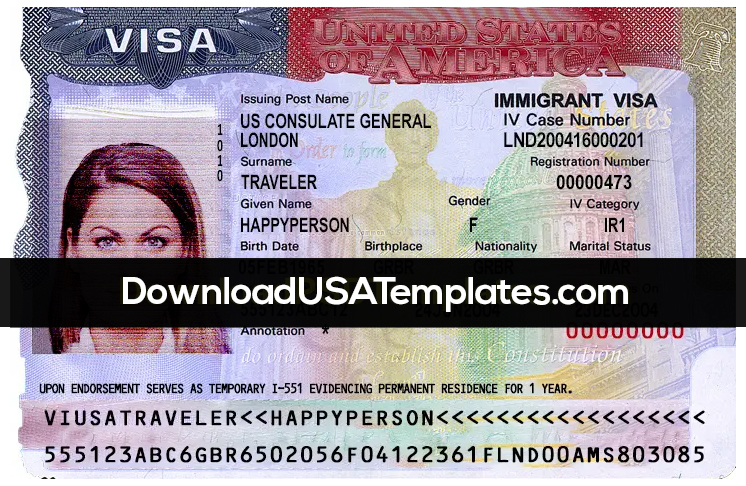USA Visa Template PSD [Download United States Visa] 2021 2023